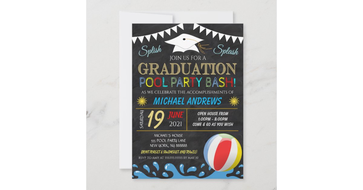 Graduation Pool Party Invitation | Zazzle