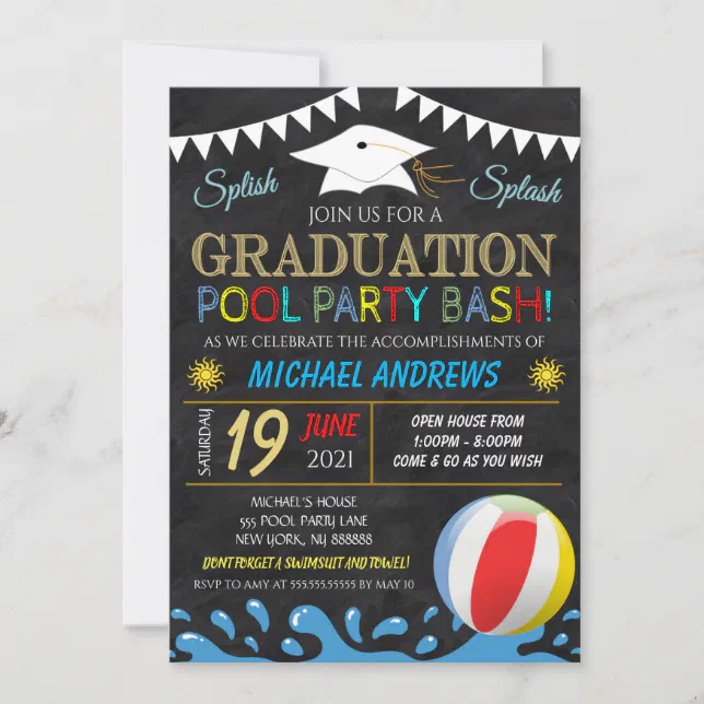 Graduation Pool Party Invitation | Zazzle