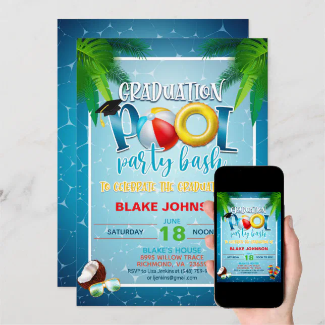 Graduation Pool Party Invitation | Zazzle