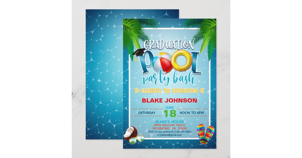 Graduation Pool Party Invitation | Zazzle