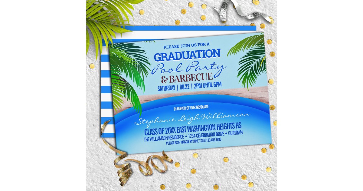 Graduation Pool Party Invitation | Zazzle