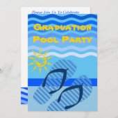 Graduation Pool Party Summer Blue Flip Flops Invitation | Zazzle