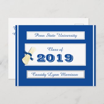 Graduation Post Cards Blue/White | Zazzle