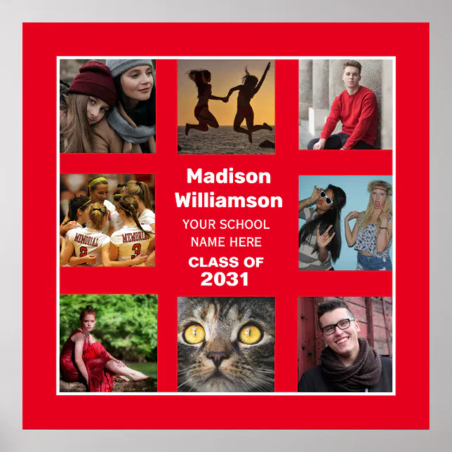 Graduation Poster 8 Photo Collage Class Of Year | Zazzle