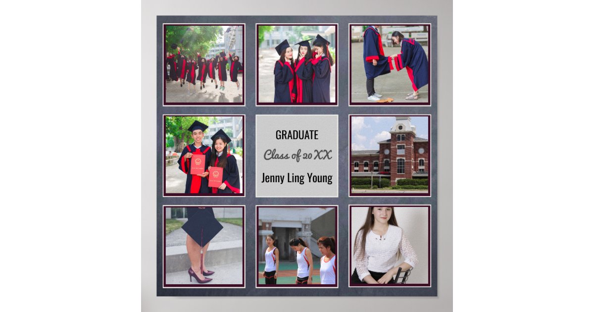 GRADUATION Poster ADD PHOTOS Wall Art Chalkboard | Zazzle