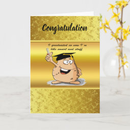 Graduation potato character with a degree card | Zazzle
