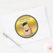 Graduation potato character with a degree classic round sticker | Zazzle