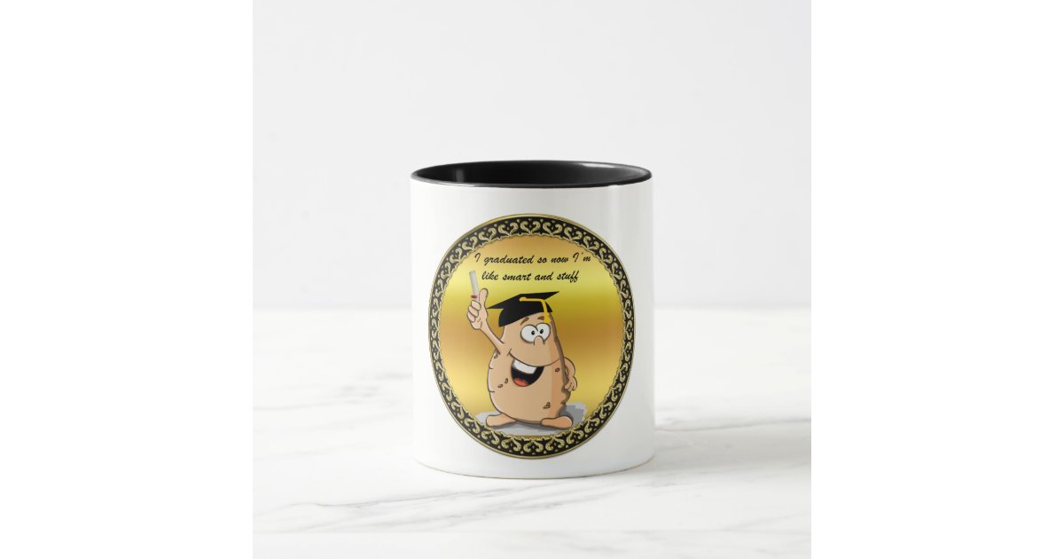 Graduation potato character with a degree mug | Zazzle