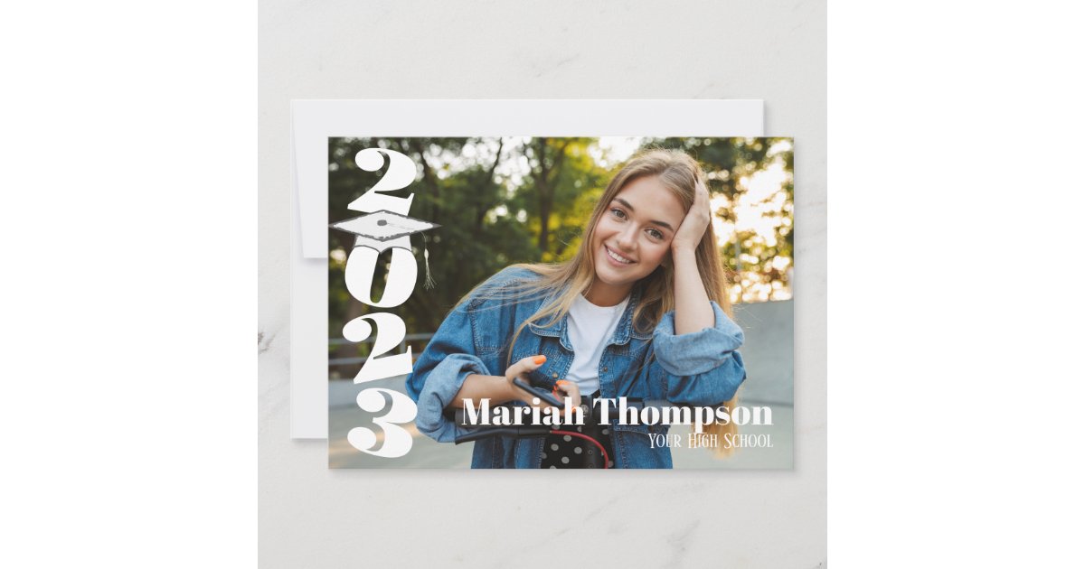 Graduation Purple Photo Simple Class Of 2023 QR Invitation | Zazzle