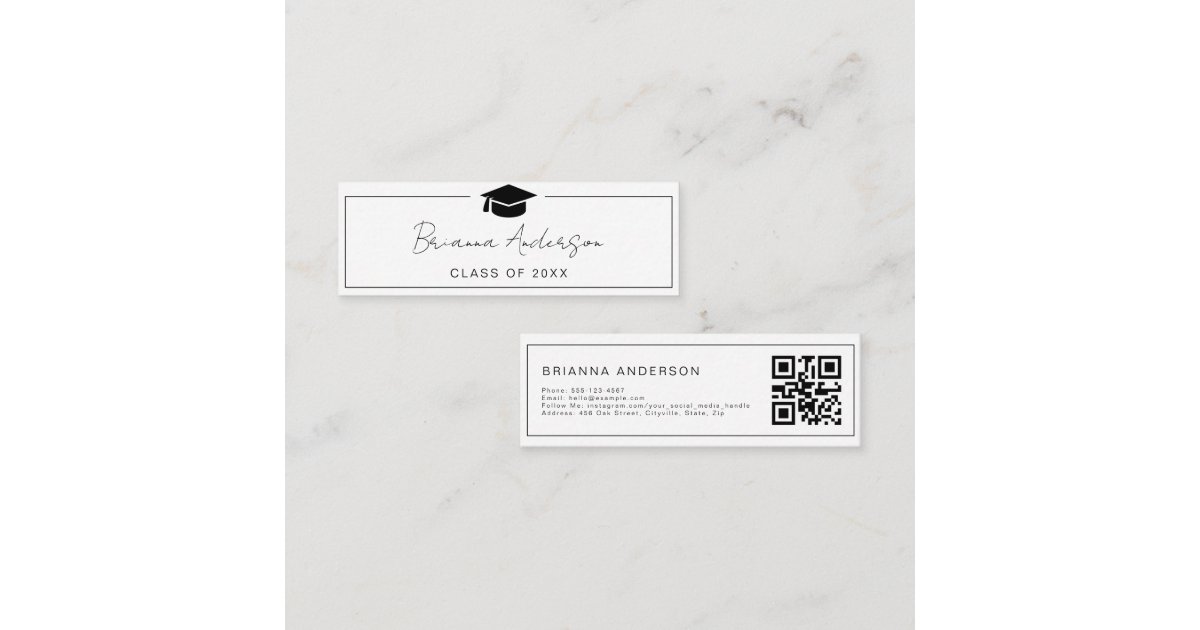 Graduation QR Code Name Card Insert Card | Zazzle