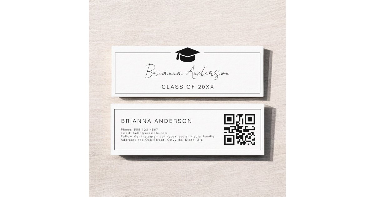 Graduation QR Code Name Card Insert Card | Zazzle