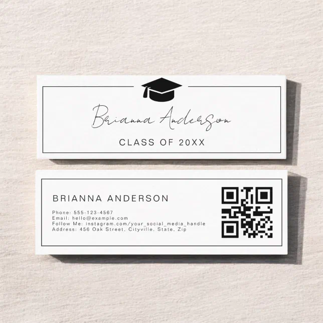 Graduation QR Code Name Card Insert Card | Zazzle
