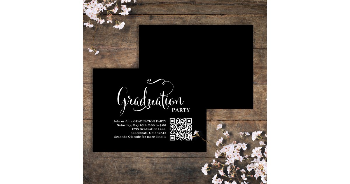 Graduation QR Code Party Invitation Script Insert | Zazzle