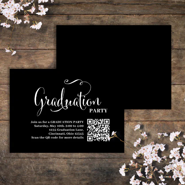 Graduation QR Code Party Invitation Script Insert | Zazzle