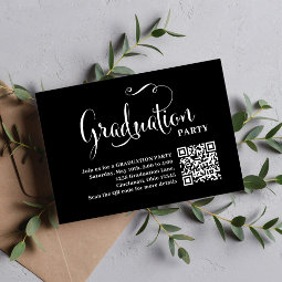 Graduation QR Code Party Invitation Script Insert | Zazzle