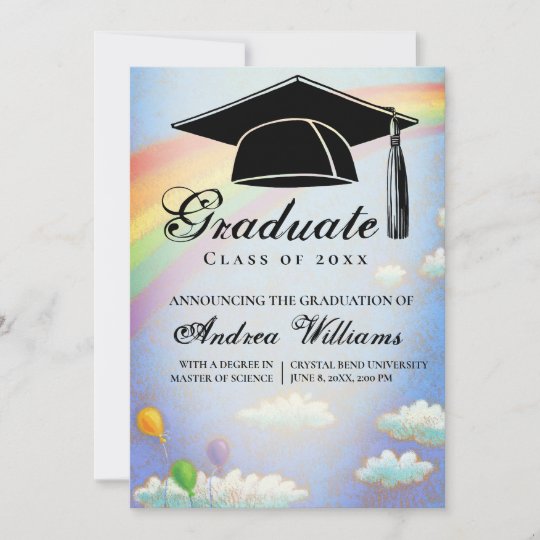 Graduation Rainbow Grad Cap Script Announcement | Zazzle.com
