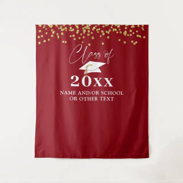 Graduation Red Gold Class of Photo Backdrop | Zazzle