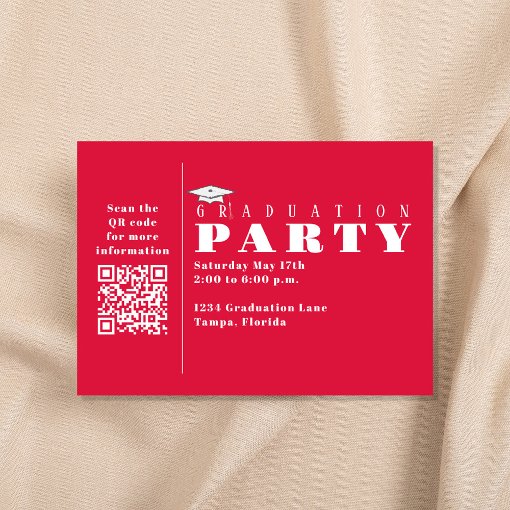 Graduation Red Photo Simple Class Of 2023 QR Code Invitation | Zazzle