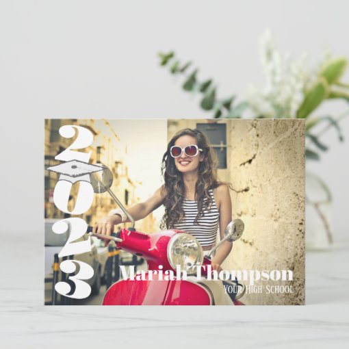 Graduation Red Photo Simple Class Of 2023 QR Code Invitation | Zazzle