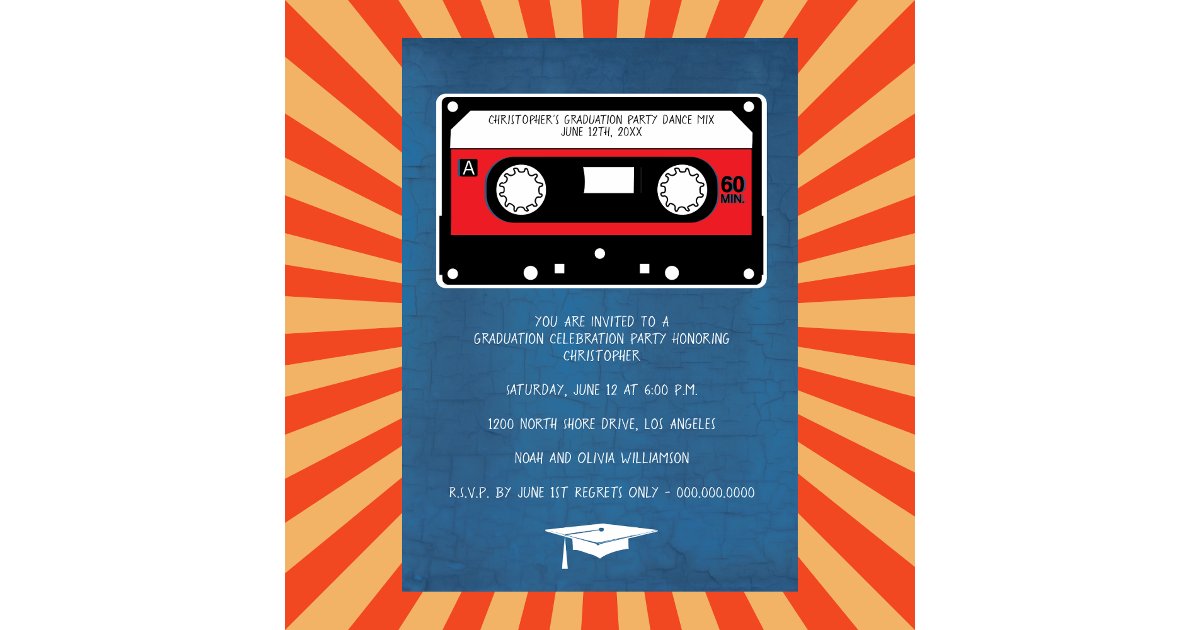 Graduation Retro Mix Tape Graduation Party Announcement | Zazzle