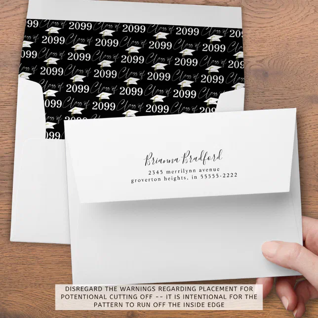 Graduation Return Address Black White Class Year Envelope | Zazzle