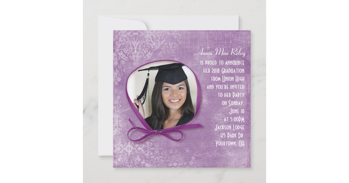 Graduation Ribbon Frame Invitation | Zazzle