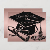 Graduation Rose Gold Cap Diploma Save the Date Announcement | Zazzle