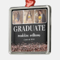 Graduation Rose Gold Glitter Three Photo Metal Ornament | Zazzle