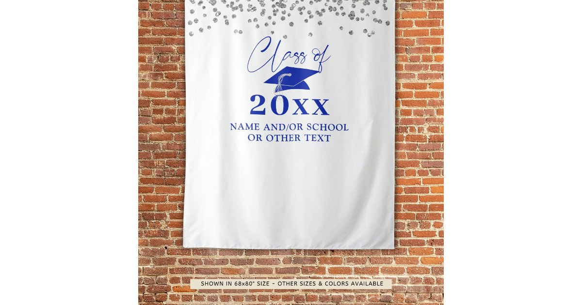 Graduation Royal Blue Class Year Backdrop | Zazzle