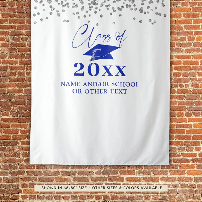 Graduation Royal Blue Class Year Backdrop | Zazzle