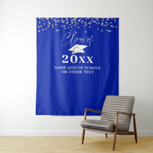 Graduation Royal Blue Class Year Photo Backdrop | Zazzle