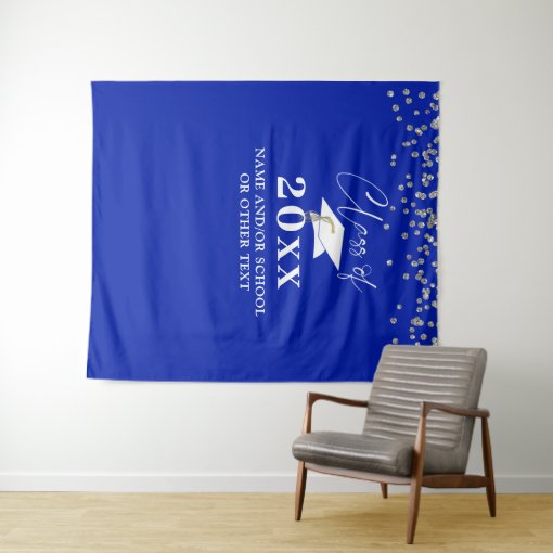 Graduation Royal Blue Class Year Photo Backdrop | Zazzle