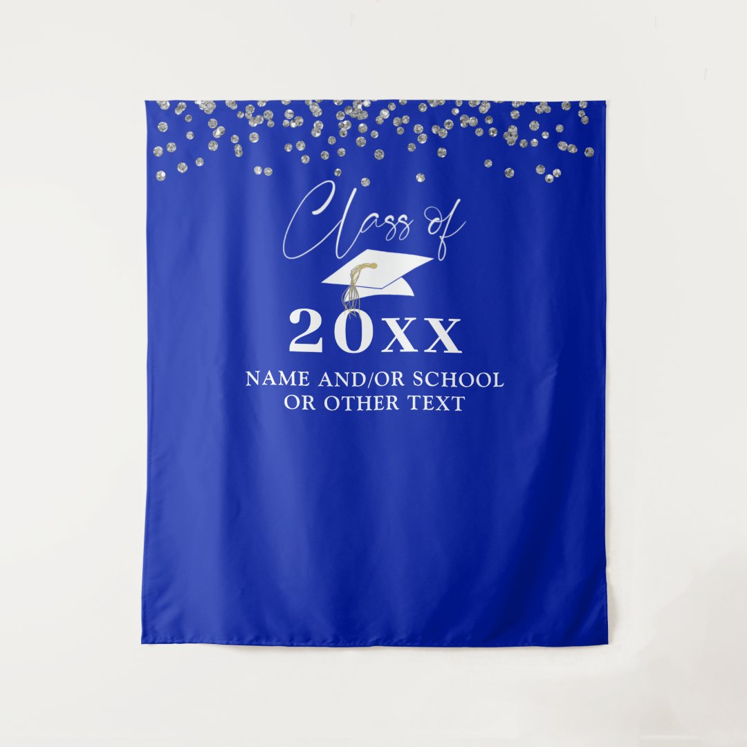 Graduation Royal Blue Class Year Photo Backdrop | Zazzle