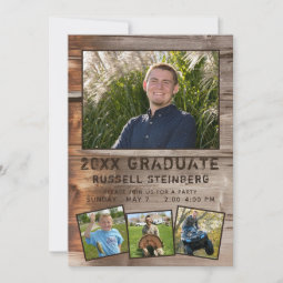 Graduation Rustic Wood 5 Photo Invitation | Zazzle