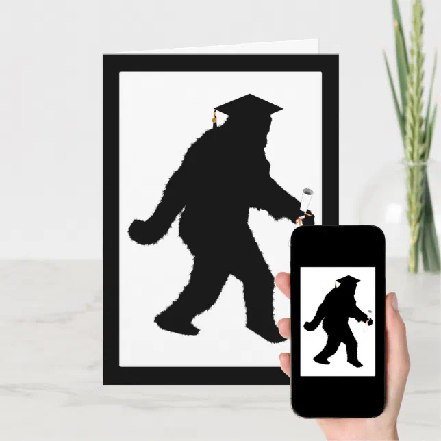 Graduation Sasquatch with Grad Cap Card | Zazzle
