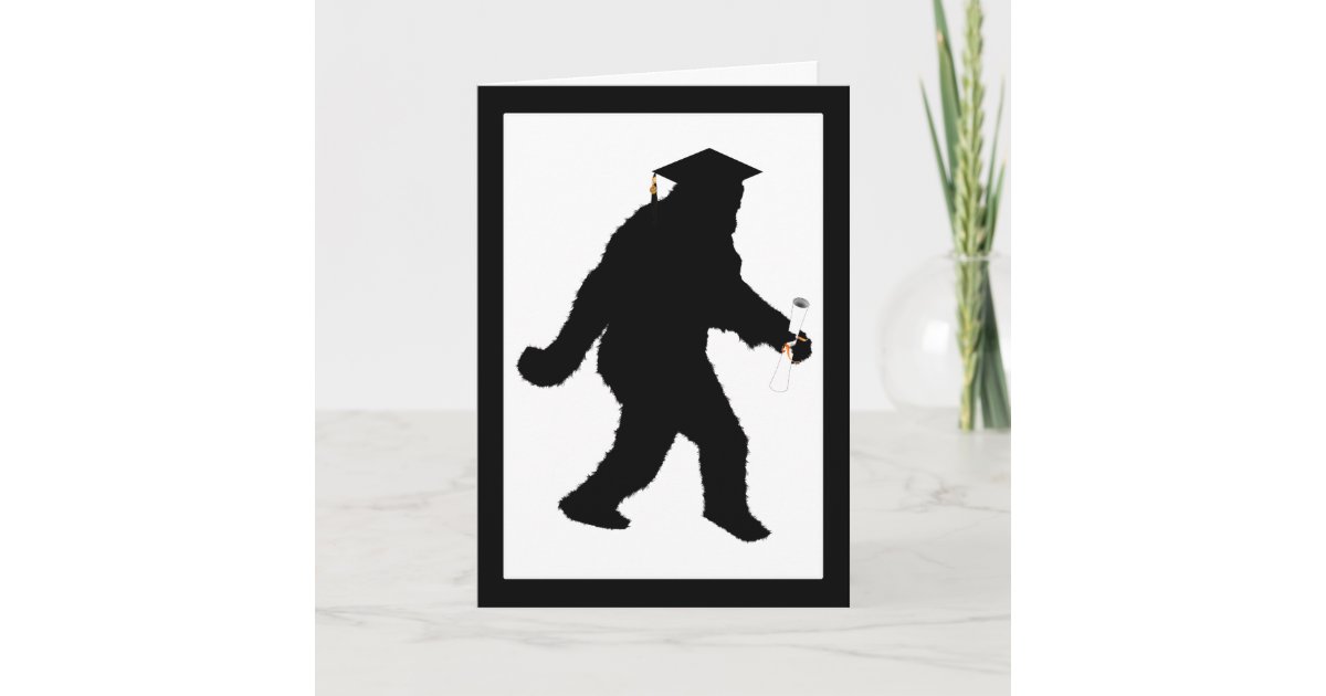 Graduation Sasquatch with Grad Cap Card | Zazzle