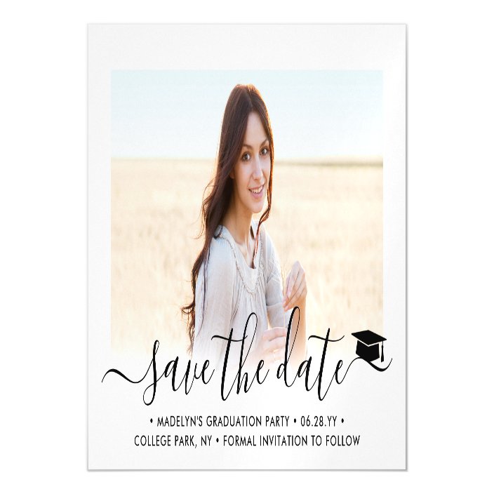 Graduation Save the Date 1 Photo Elegant Script Magnetic Invitation ...