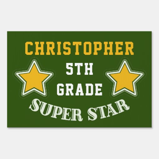 Graduation School 5th Grade Star Green Sign | Zazzle