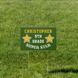 Graduation School 5th Grade Star Green Sign | Zazzle