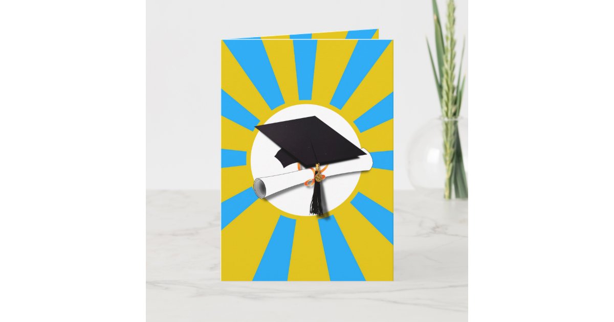Graduation School Colors Blue And Gold Card | Zazzle