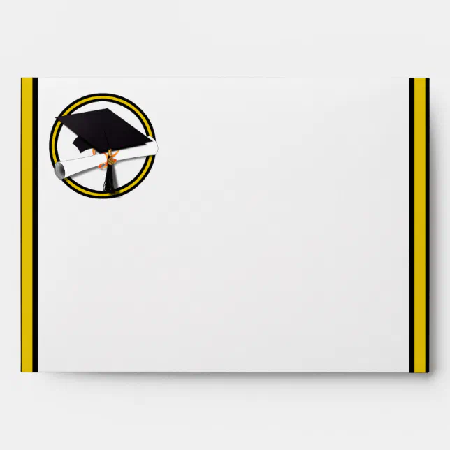 Graduation School Colors Gold And Black Envelope | Zazzle