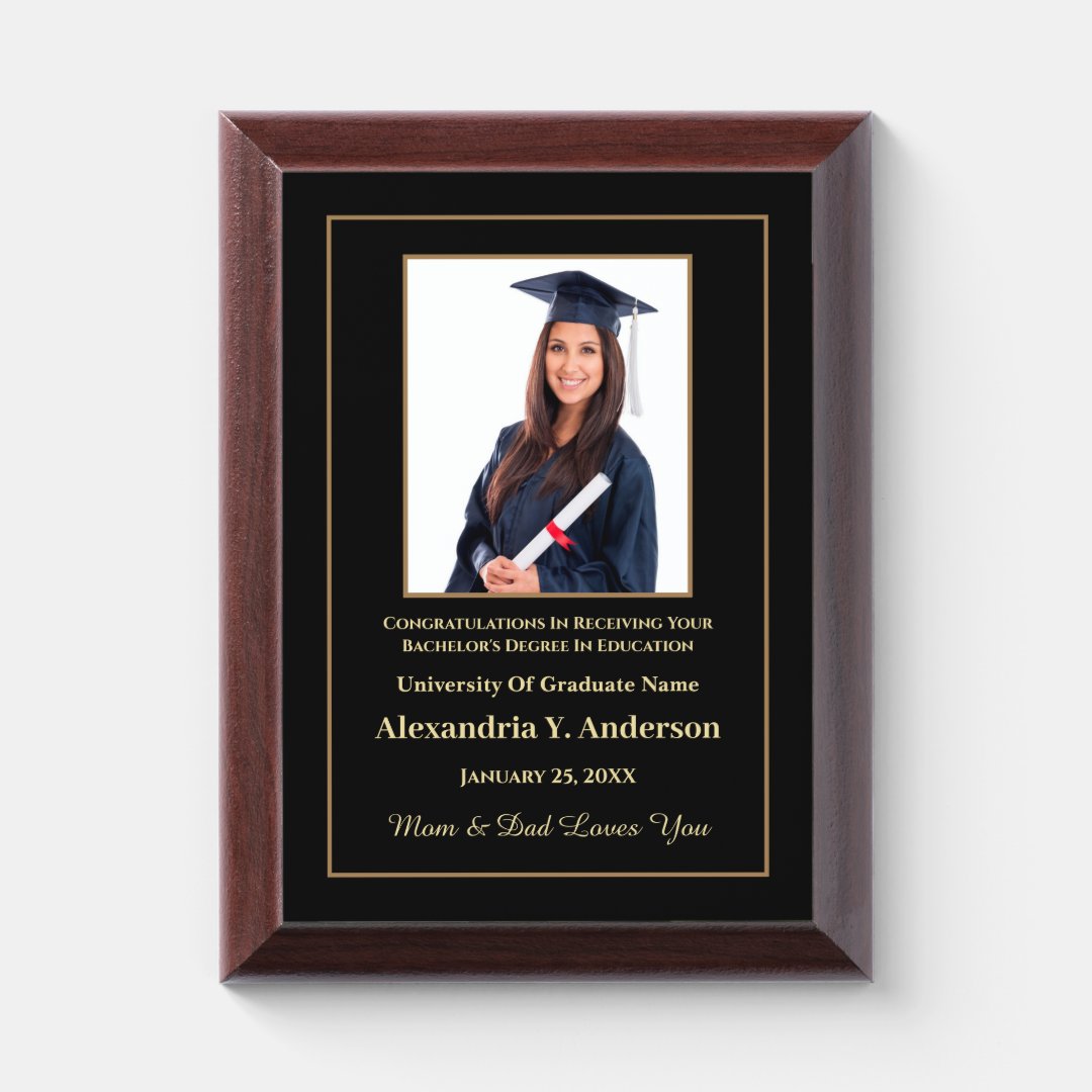 Graduation School Photo Gold Modern Award Plaque | Zazzle