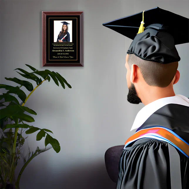 Graduation School Photo Gold Modern Award Plaque | Zazzle
