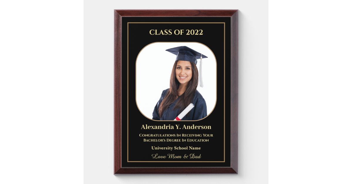 Graduation School Photo Gold Modern Custom Award Plaque | Zazzle