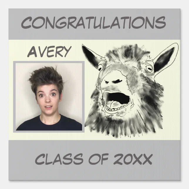 Graduation Screaming Goat Funny Animal Weird Photo Sign | Zazzle