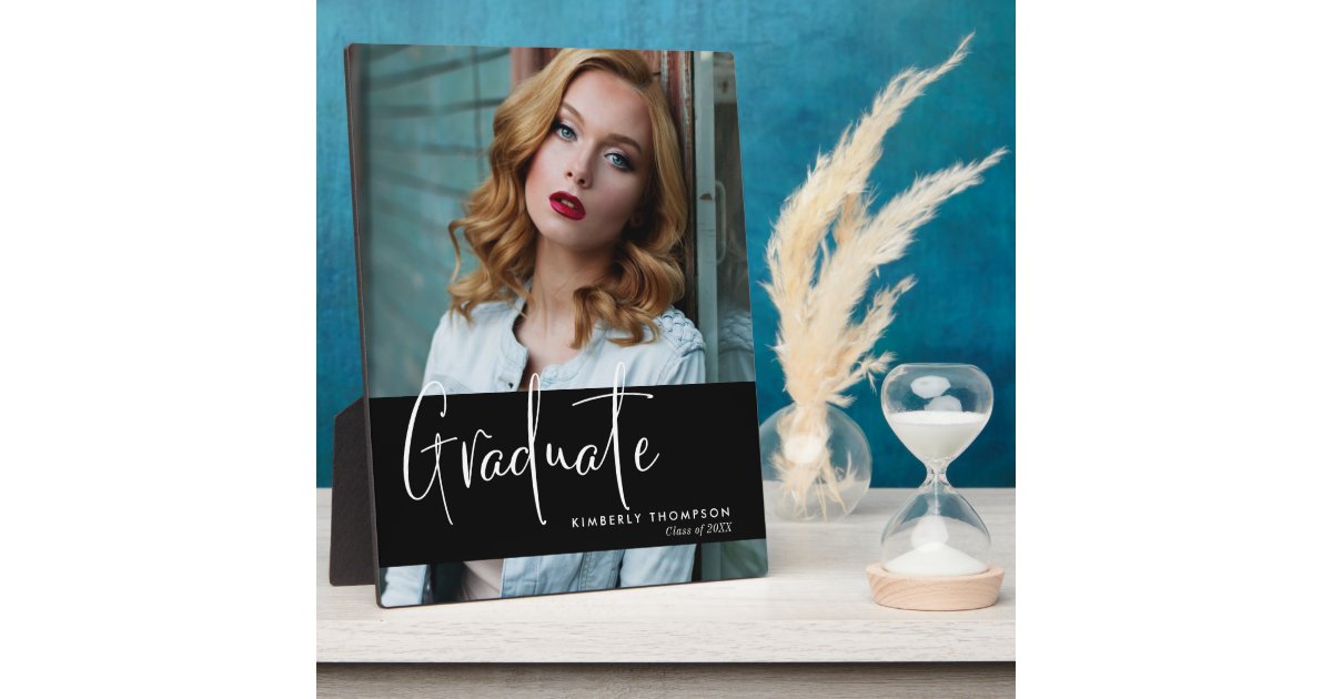 Graduation Script Modern Simple Custom Photo Plaque | Zazzle
