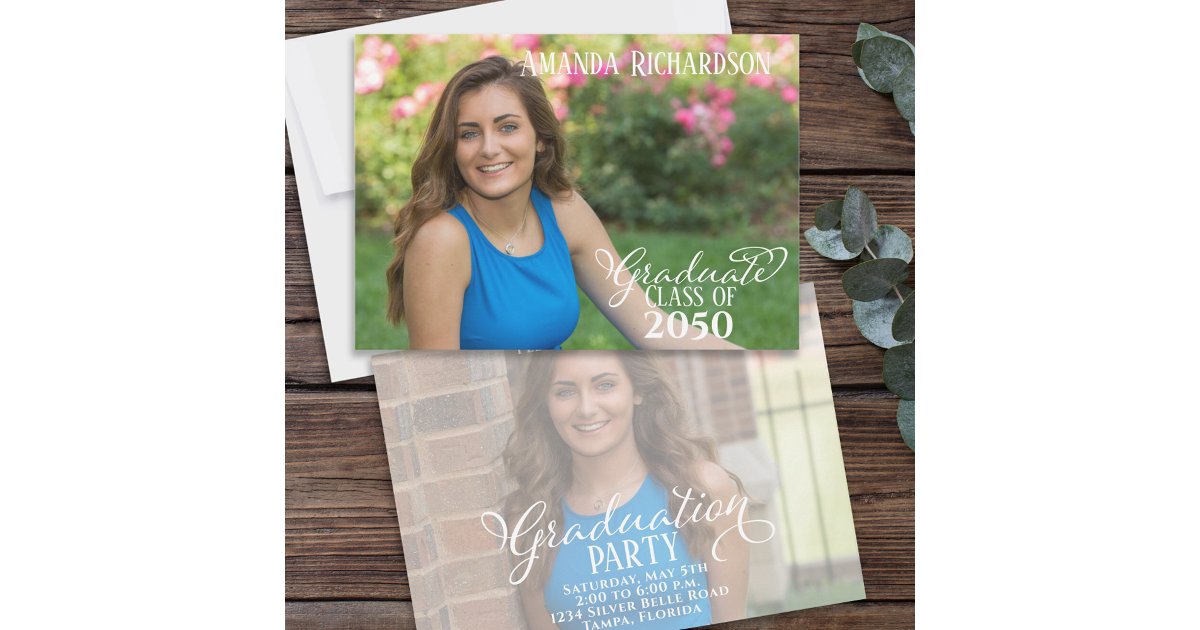 Graduation Script Two Photo Template | Zazzle