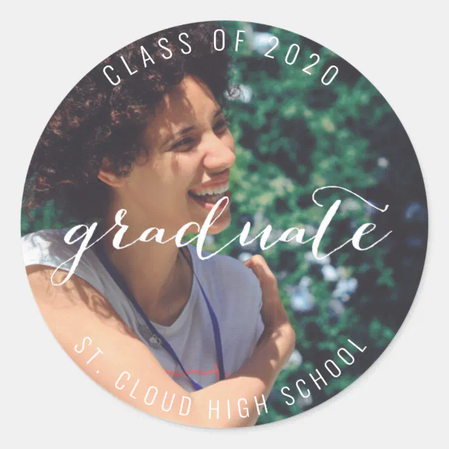 Graduation Senior Photo Graduate Classic Round Sticker | Zazzle