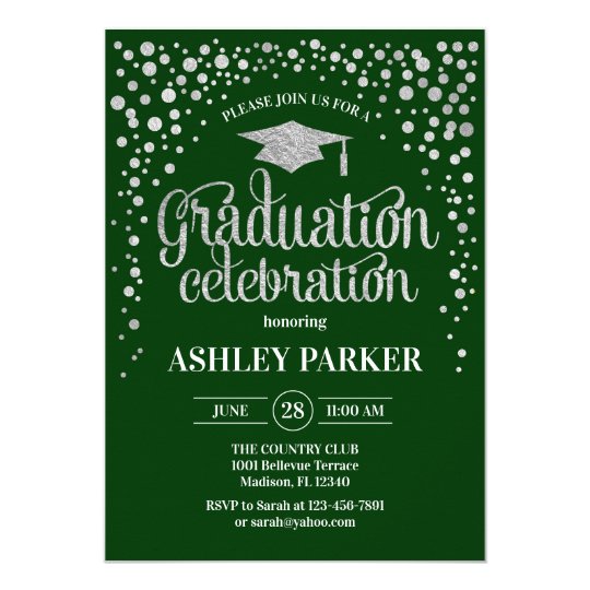 Graduation - Silver Green Invitation | Zazzle.com