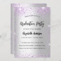 Graduation silver violet purple sparkles invitation | Zazzle